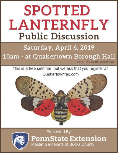 Quakertown Parks & Recreation: Spotted Lantern Fly - April 6